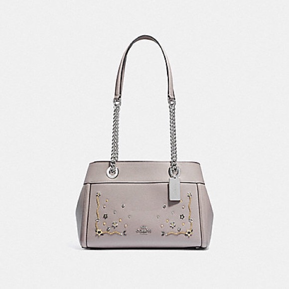 Coach | Bags | Coach Leather Purse With Crystal Rivets And Silver Chain ...